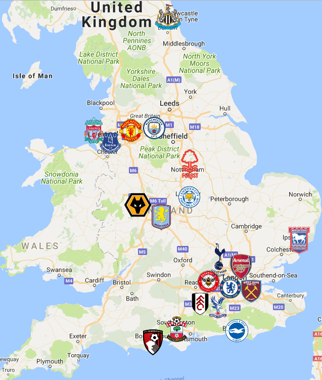 Premier League Map - Sleepy Forest Sports