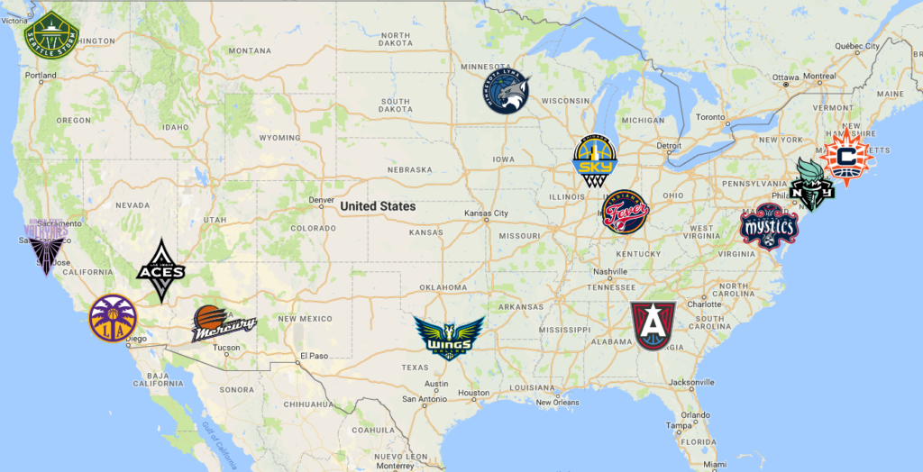 WNBA Map - Sleepy Forest Sports
